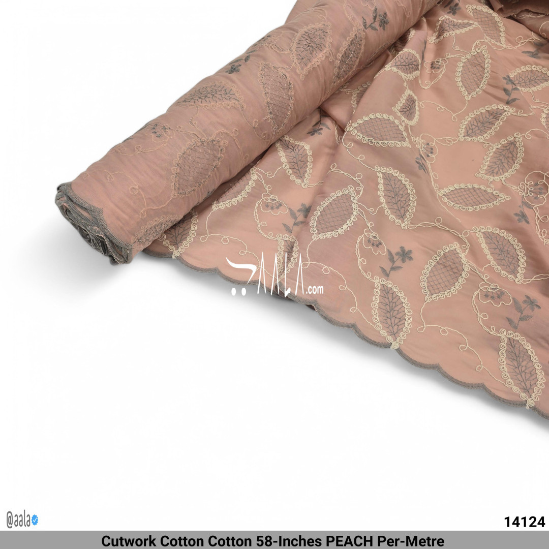 Cutwork Cotton Cotton 58-Inches PEACH Per-Metre