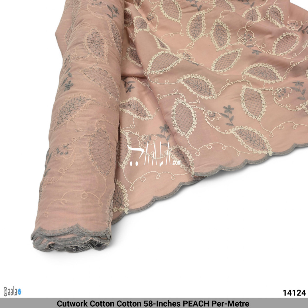 Cutwork Cotton Cotton 58-Inches PEACH Per-Metre