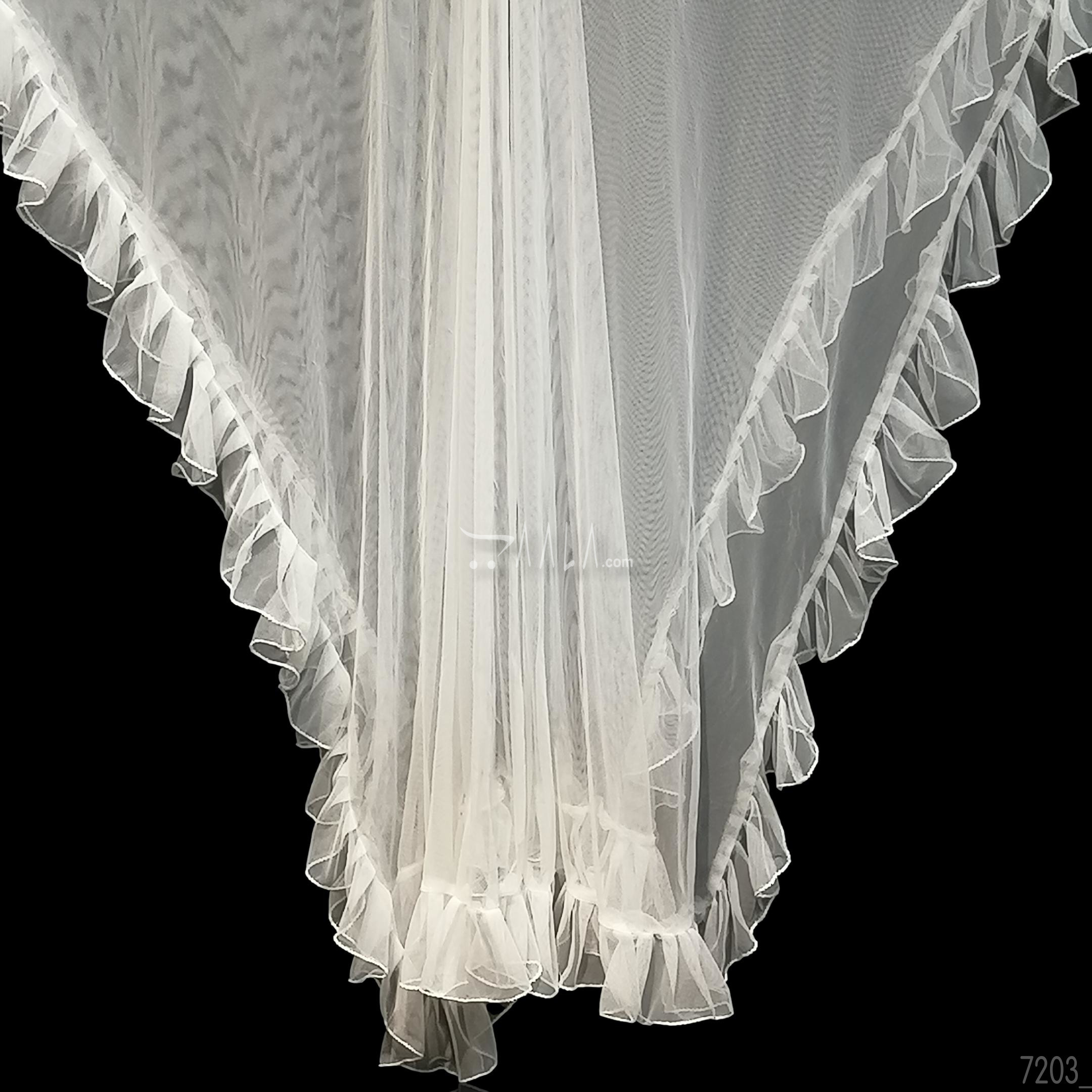 Frill Net Nylon Dupatta-44-Inches DYEABLE 2.25-Metres