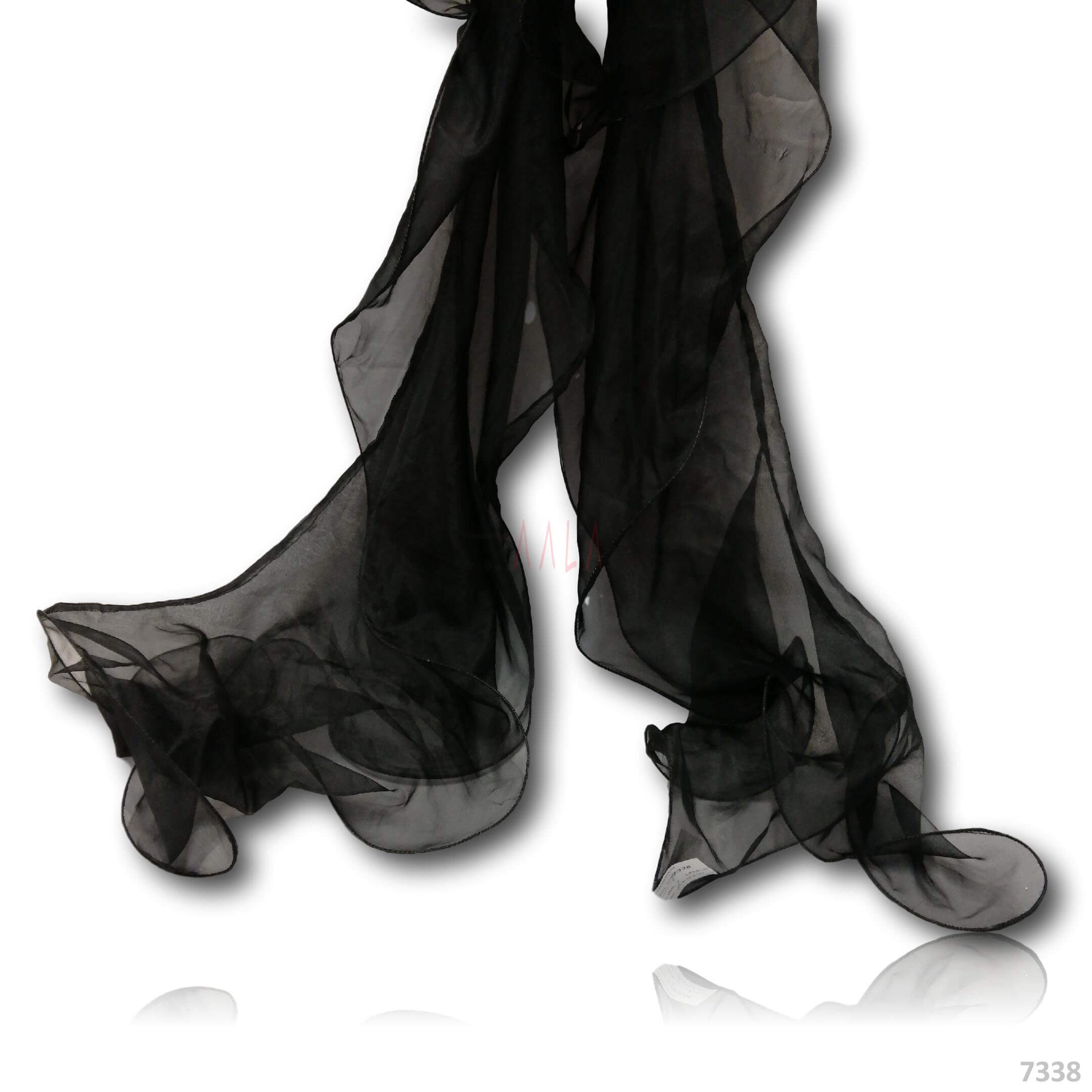 Ruffle Organza Nylon Dupatta-20-Inches BLACK 2.25-Metres #7338